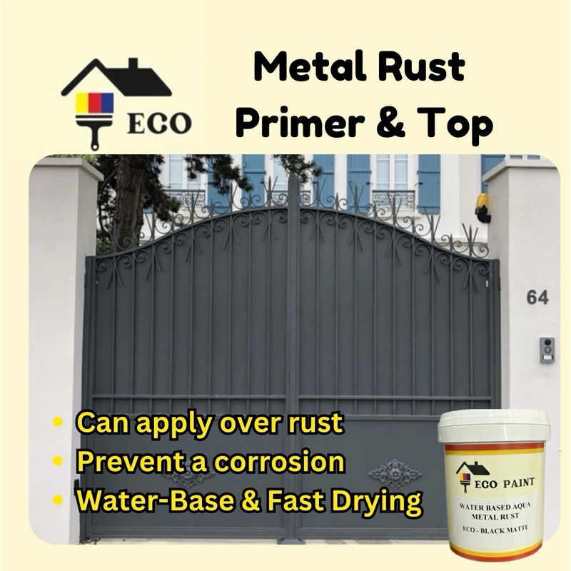 1L , 5L ECO Metal Rust Waterbased Paint Matte, Cat Besi & Kayu, Anti ...