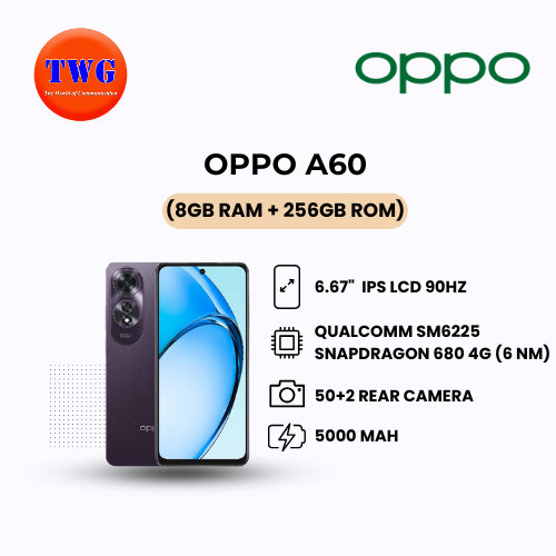 OPPO A60 | 8GB RAM + 256GB ROM | Shopee Malaysia