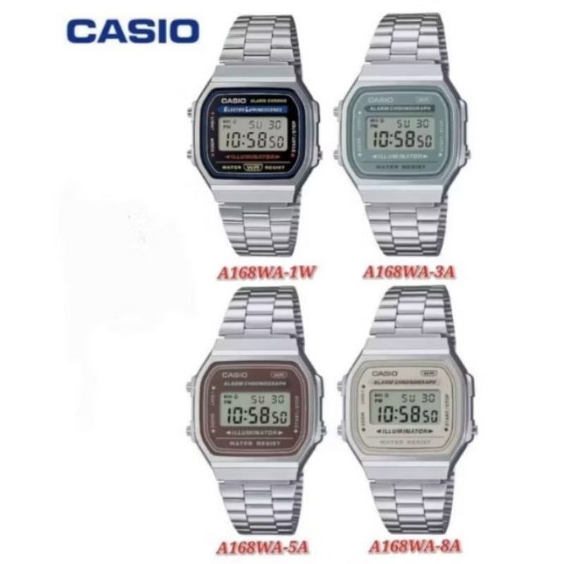 Casio Vintage A168WA Stainless Steel Band Women Watch | Shopee Malaysia