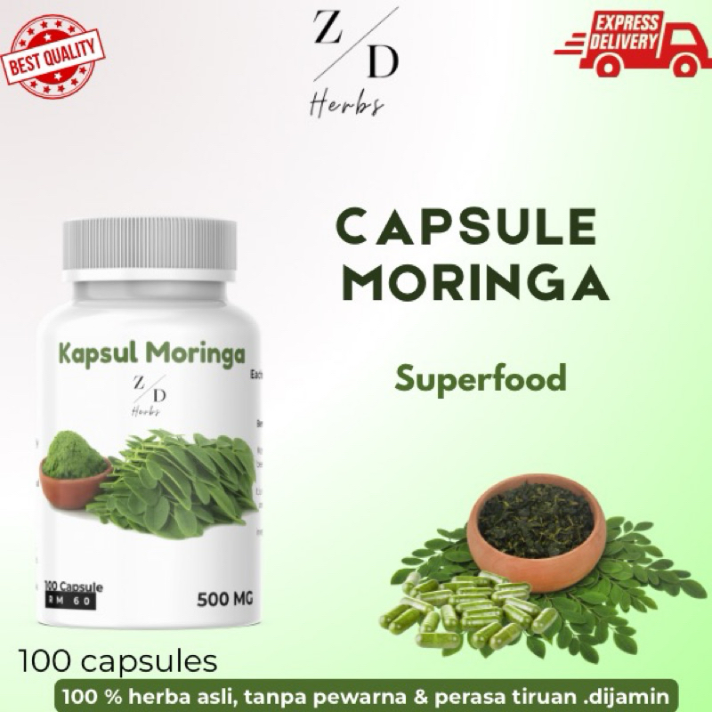 100% Organic Kapsul Moringa (100 Kapsul &1000 Kapsul) | Shopee Malaysia