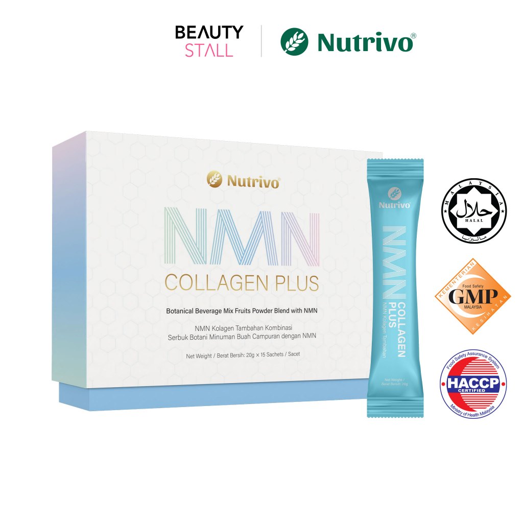 Nutrivo Anti Aging NMN 500mg Collagen Plus 20g x 15 Sachets | Halal ...