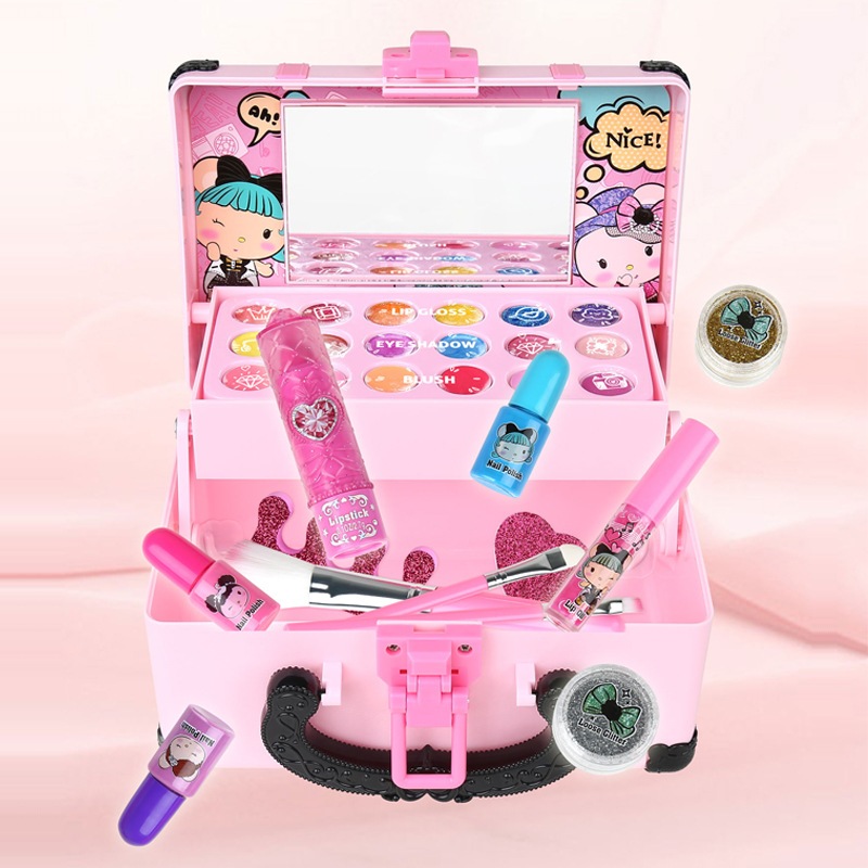 【Ready Stock】Kids Cosmetic Kit Toys 32PCS Make Up Kids Girls Real ...