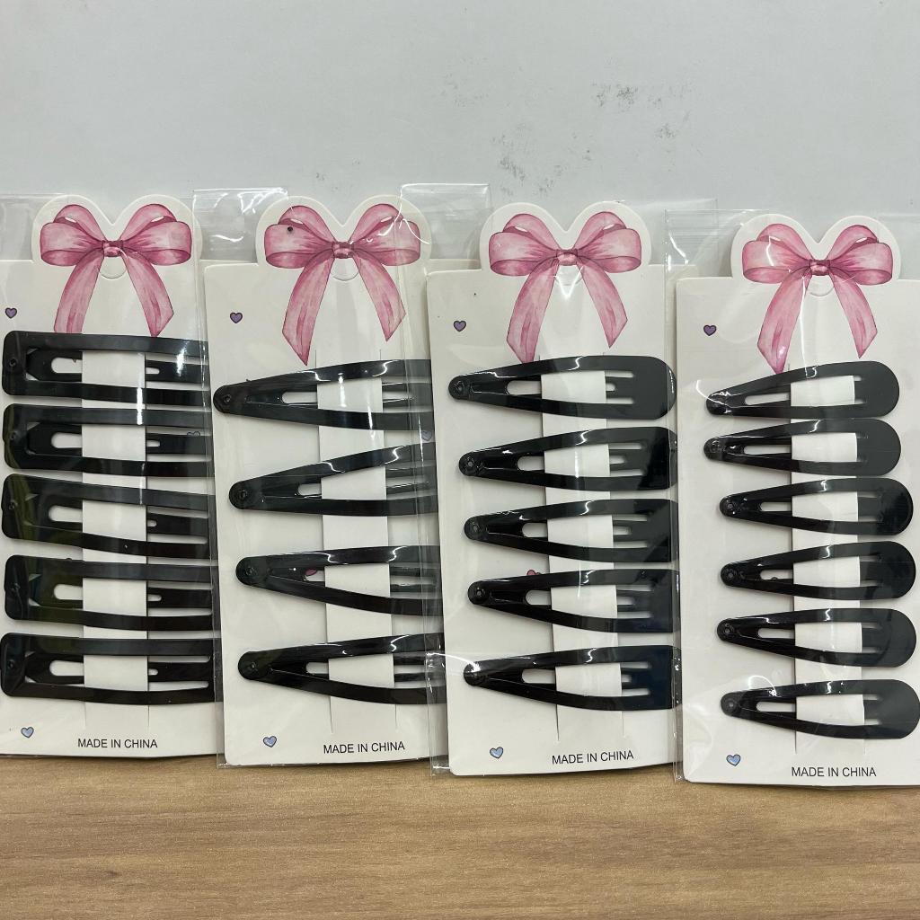 4 Pcs BB Hair Clip Black Metal Tic Tac Simple Snap Metal Sepit Rambut ...