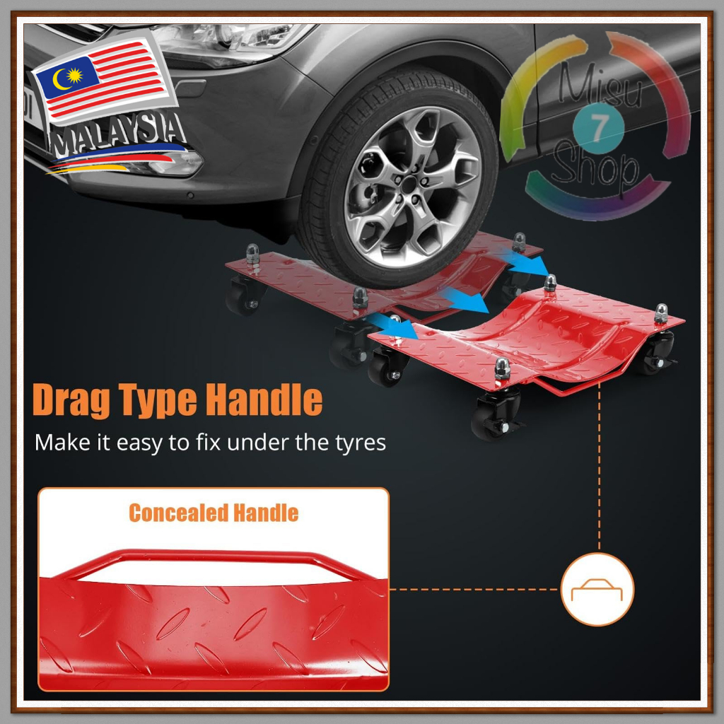 Car Tire Wheel Trolley 4Pcs Steel Tire Car Moving Dolly 360° Rotatable ...