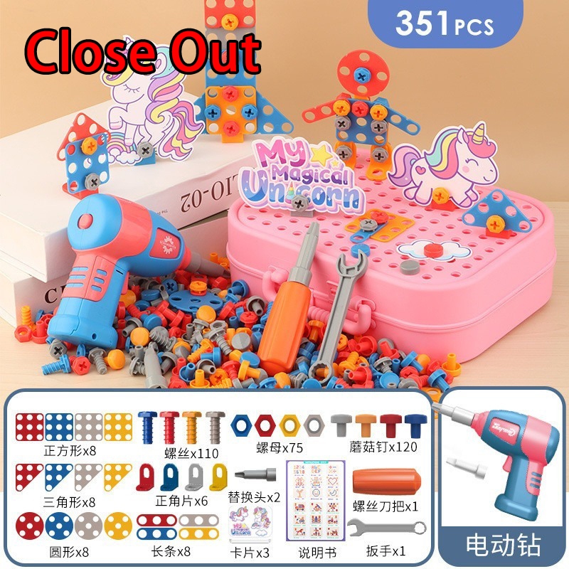 [CLOSEOUT] Building Blocks For Kids Electric Drill Playset For Kids ...