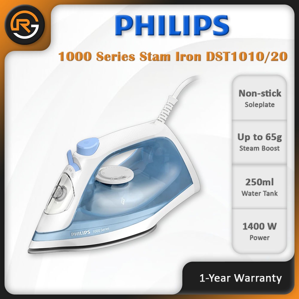 Philips Steam Iron Non-Stick Soleplate Eco Mode DST1010/20-1600W | DST1040/30-2000W | Shopee ...