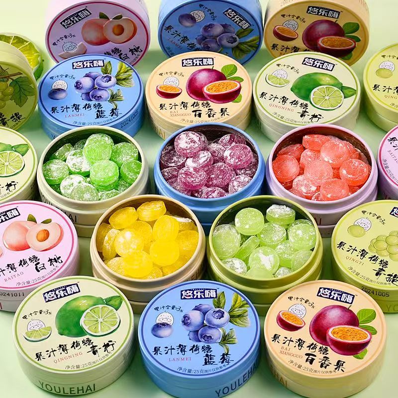 25g/box 5种水果口味清凉薄荷糖柠檬葡萄蓝莓白桃25g/box, 5 different fruit flavors ...