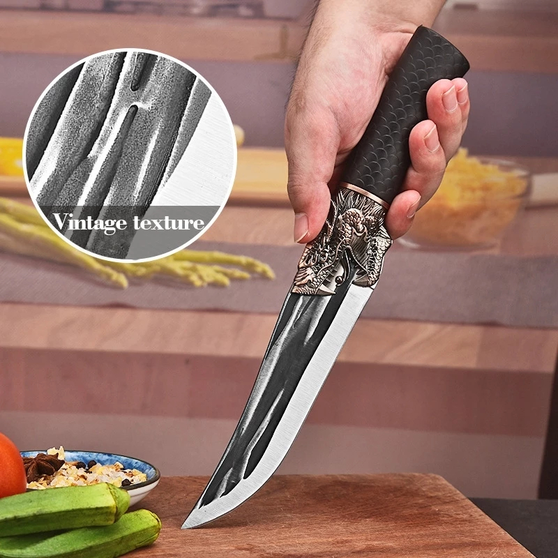 MONGOLIAN Dragon Head kitchen knife Japanese Forging Boning knife ...