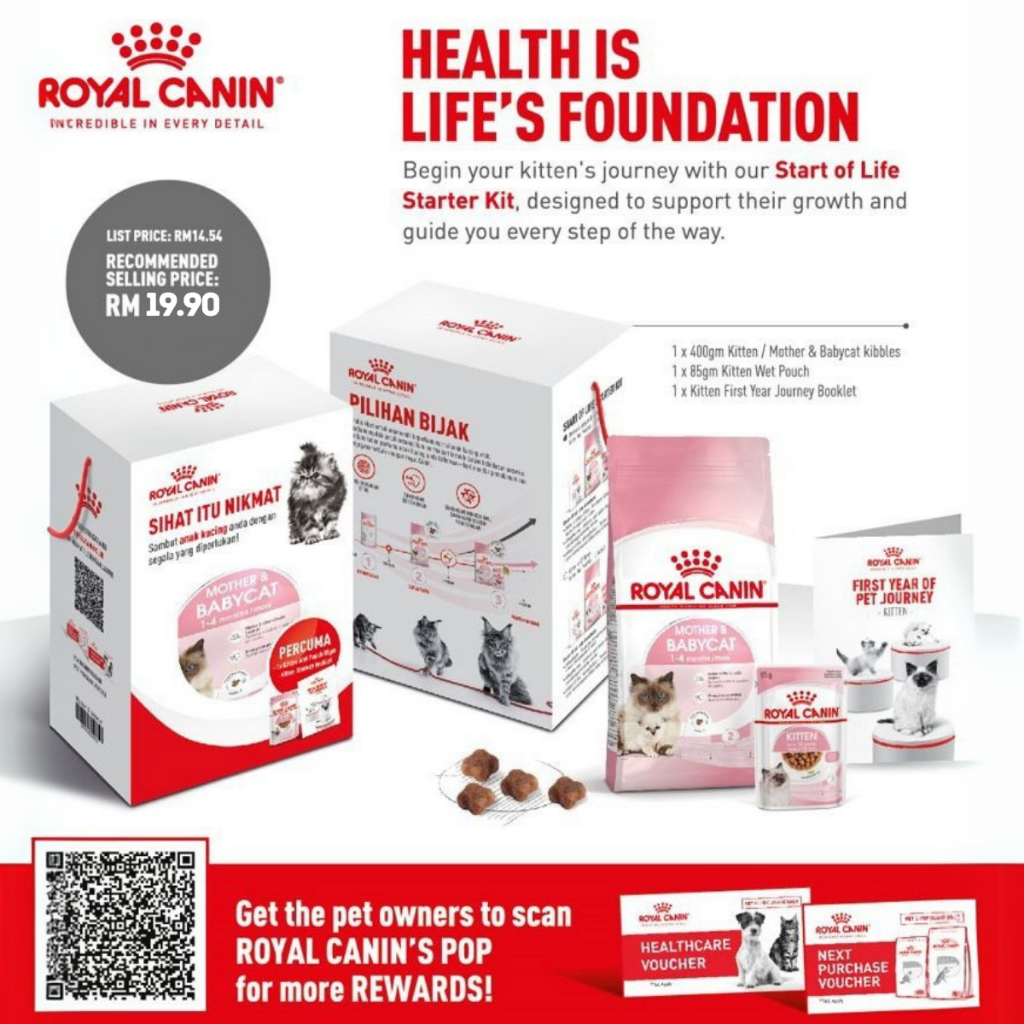 Royal Canin Promo Kit Kitten Mother Baby 400g RC Kitten Pouch Cat Dry ...