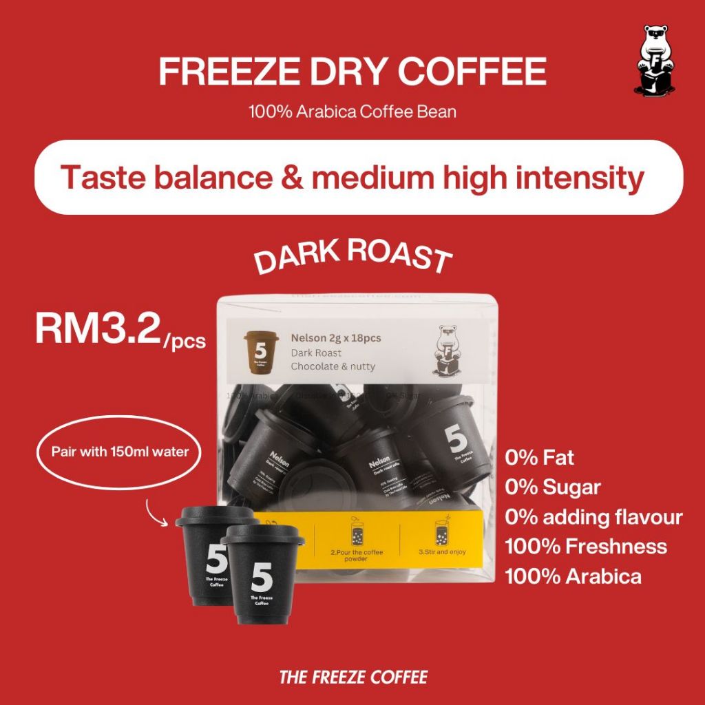NELSON NO.5 THE FREEZE COFFEE Super Fast Coffee Freeze Dried Sejuk Beku ...