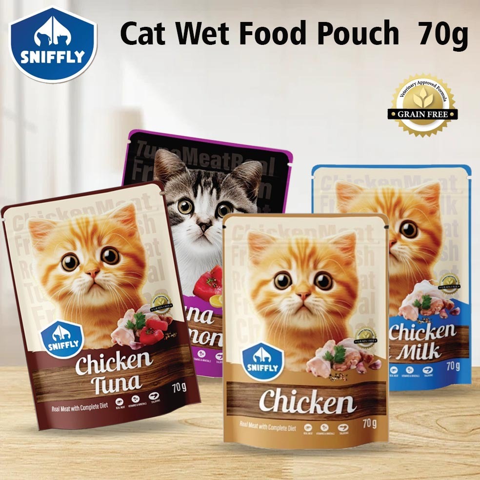 Sniffly Real Meat With Complete Diet Cat Wet Pouch 70g | Shopee Malaysia