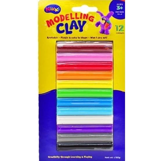 Tanah Liat Mainan Warna-warni, Nikki Modelling Clay in 12 Colors (±180g ...