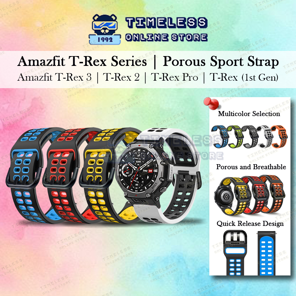 🇲🇾 Amazfit T-Rex 3, T-Rex 2, T-Rex Pro Strap, Porous 22mm Sporty Band ...