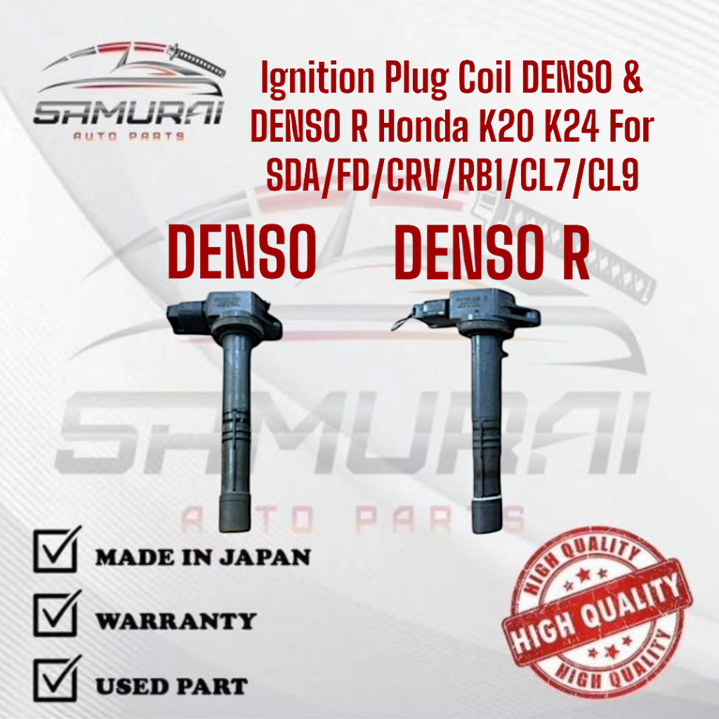 Honda K20 K24 Original DENSO & DENSO R Japan Ignition Plug Coil Halfcut ...