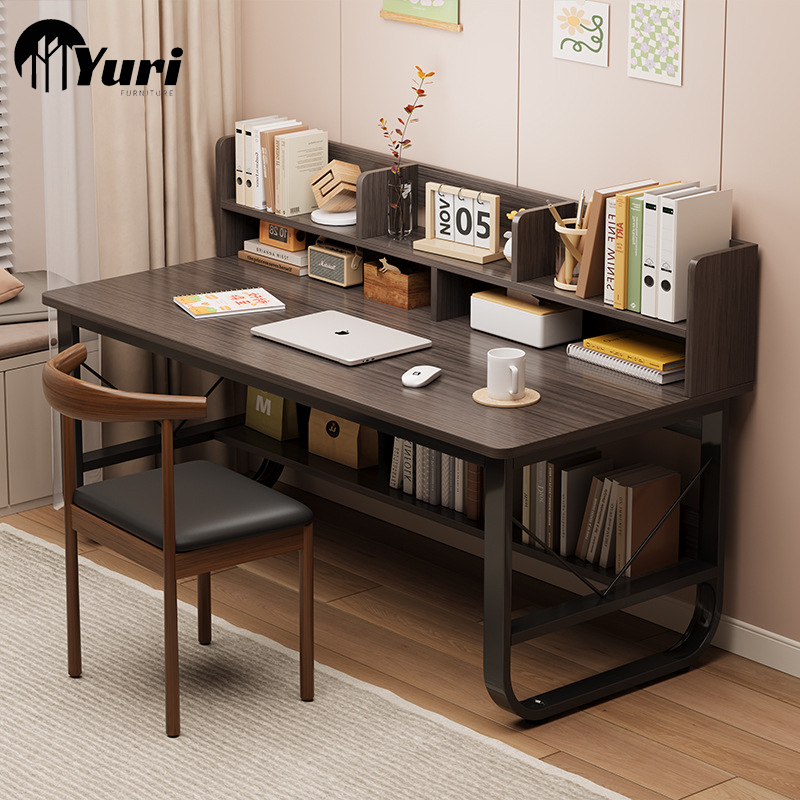 Yuri Computer desk desktop home desk bookshelf integrated bedroom with ...