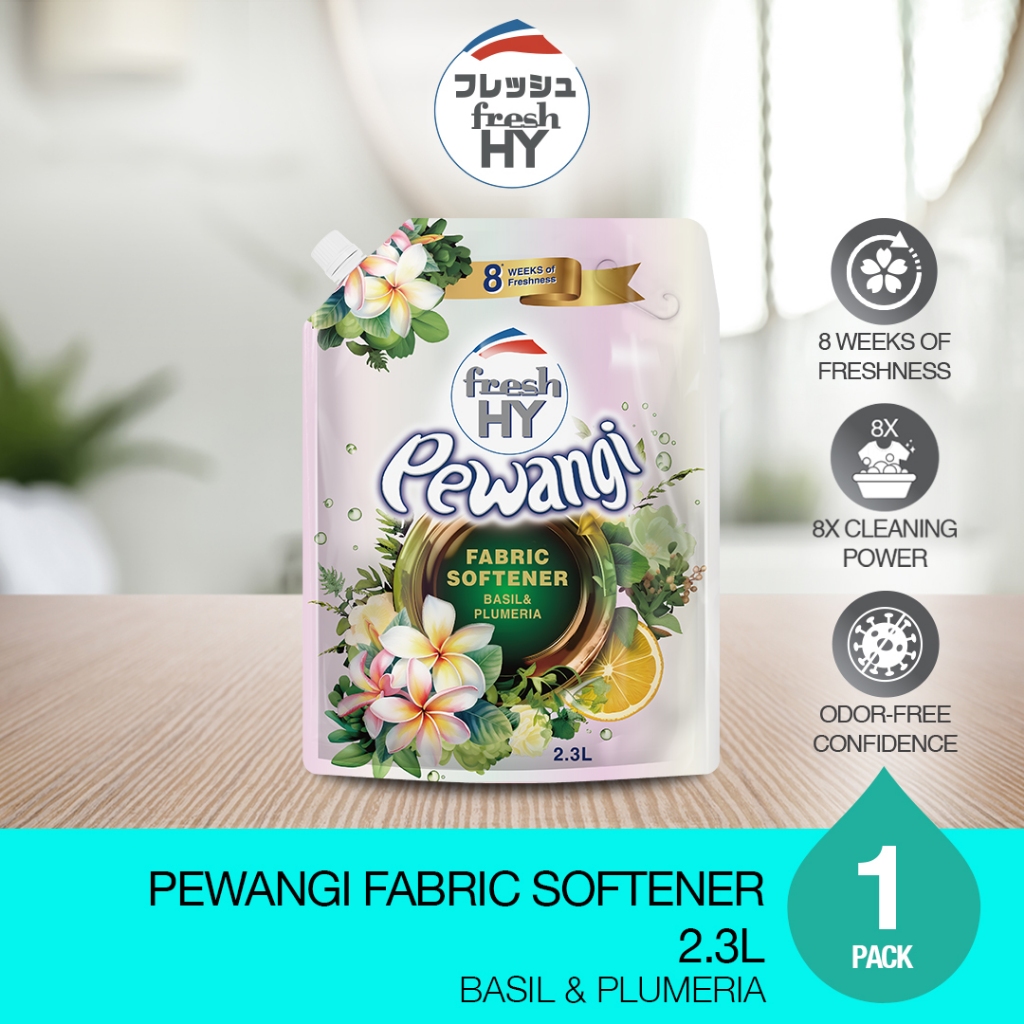Fresh HY Pewangi Fabric Softener Basil & Plumeria Refill 2.3L | Shopee ...