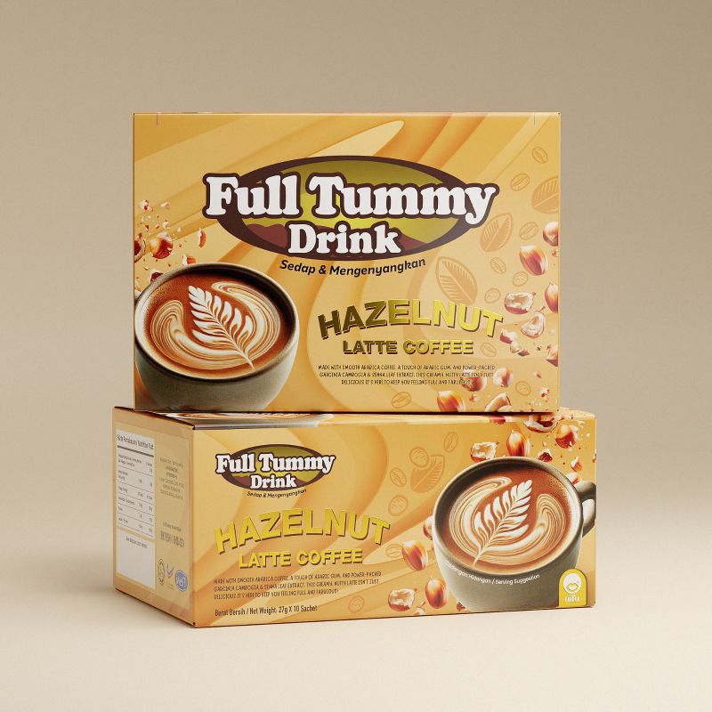 FULL TUMMY DRINK HAZELNUT LATTE ORIGINAL BY AIFA AZLAN NEW PACKAGING ...