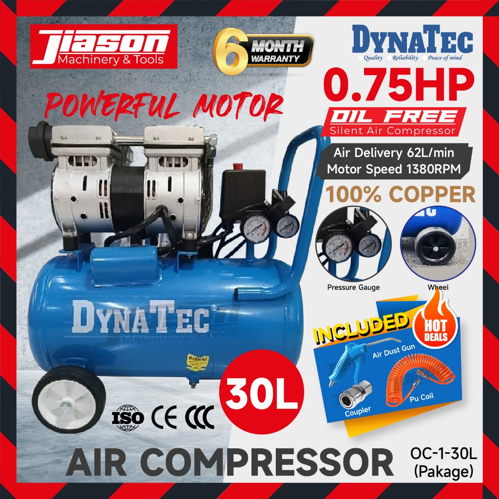 DYNATEC OC-1-30L 0.75HP 30L Oilless Compressor / Oil Free Compressor 1380RPM | Shopee Malaysia
