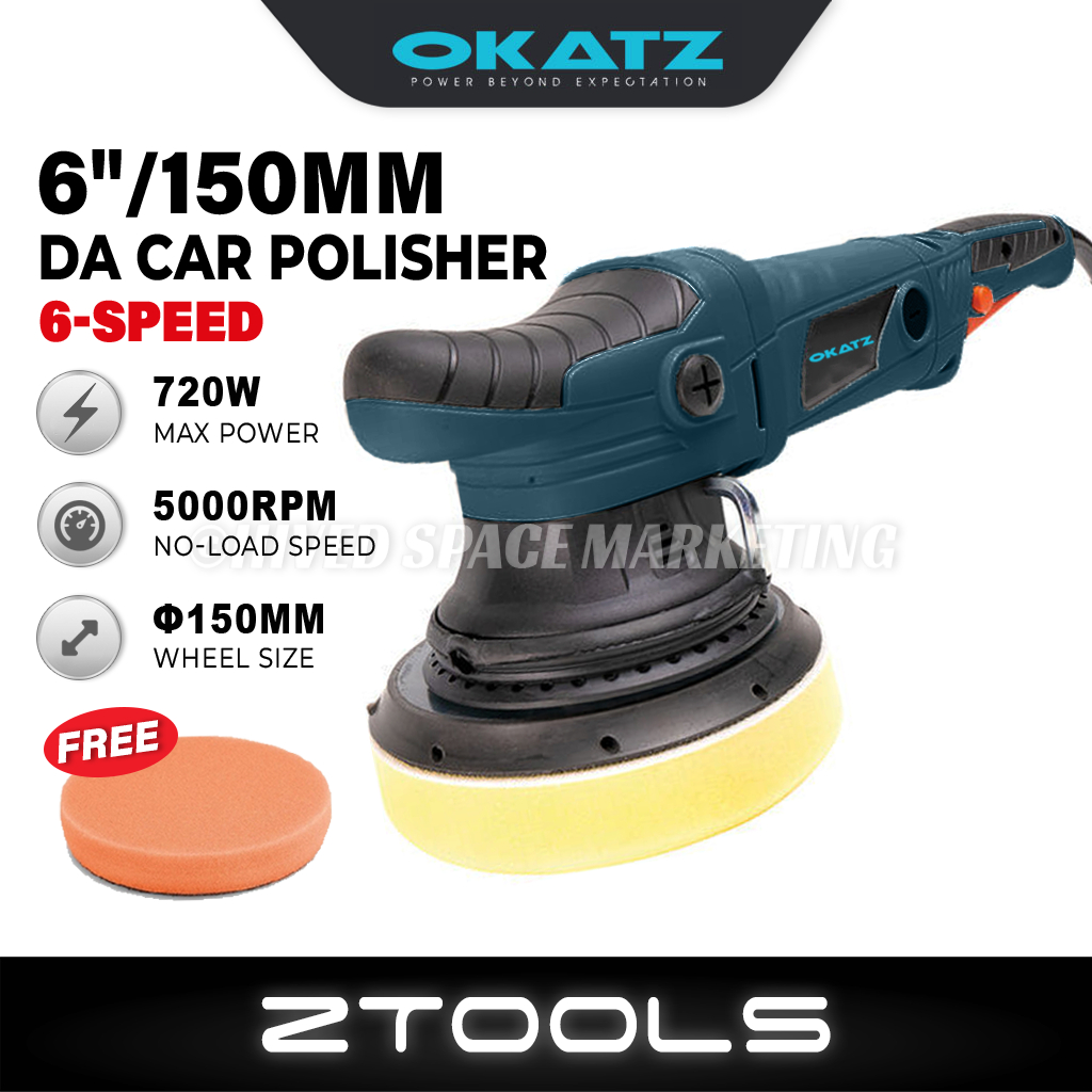 (Mega Offer) Okatz 720W/6" Dual Action Car Polisher Mesin DA Polish ...