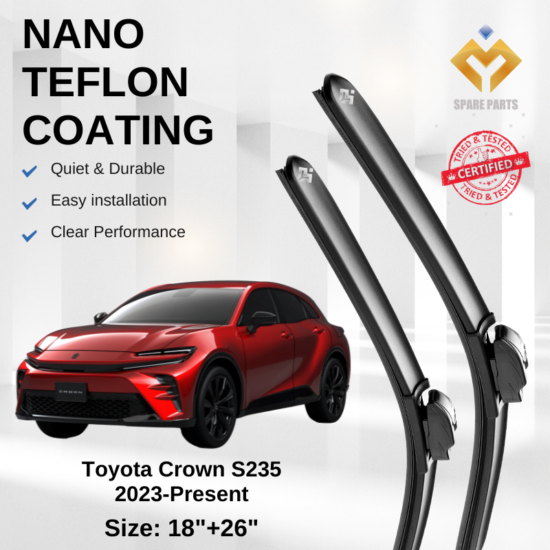Toyota Crown S235, 2023-Present Premium Japan Tech Car Wiper Accessories 18”+26” Universal Hook ...