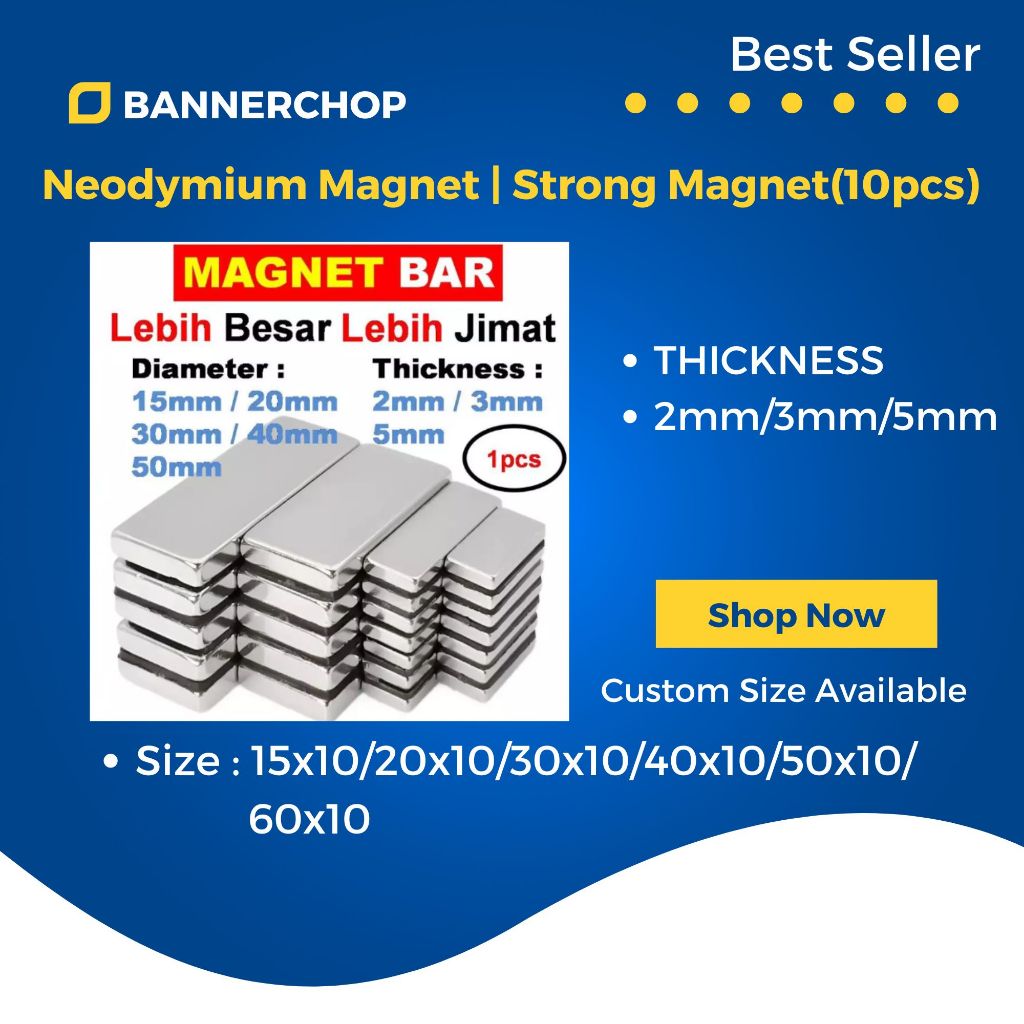 10pcs | Neodymium Magnet Bar | Strong Magnetic Block | Magnet Fridge ...