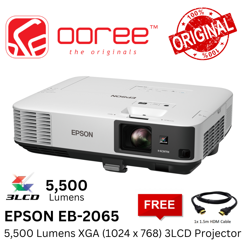 EPSON EB-2065 5,500 LUMENS XGA (1024 X 768) 3LCD PROJECTOR, CONTRAST RATIO:15,000:1, BUILT IN ...