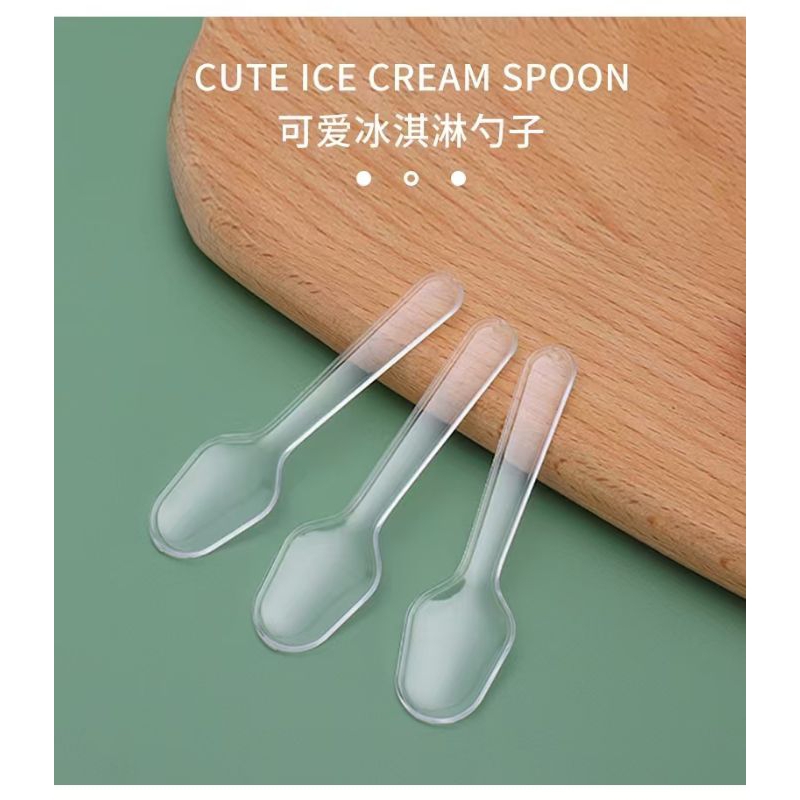 100pcs Disposable Plastic Ice Cream Spoon / Dessert mini spoon ...