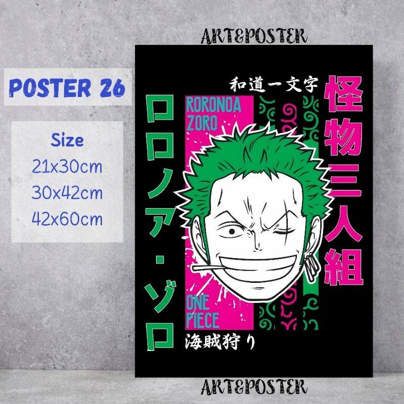 One Piece Zoro Poster Roronoa Zoro Poster One Piece Wall Display Hiasan ...