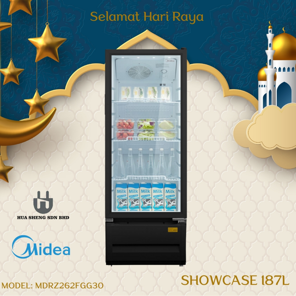 Midea MDRZ262FGG30 Hollow Tempered Glass Showcase Chiller With Interior ...