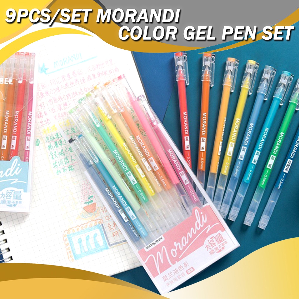 🇲🇾 9Pcs/Set Morandi Color Gel Pen Set Colour Large-Capacity Pens ...