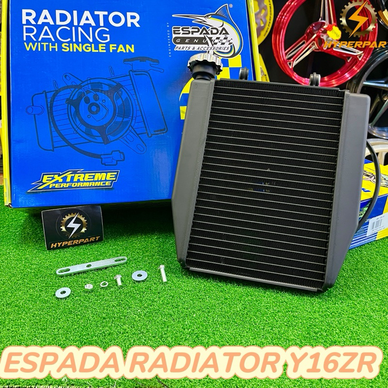 ESPADA Y16 RACING RADIATOR WITH SINGLE FAN BLACK TANGKI AIR COOLANT FAN ...
