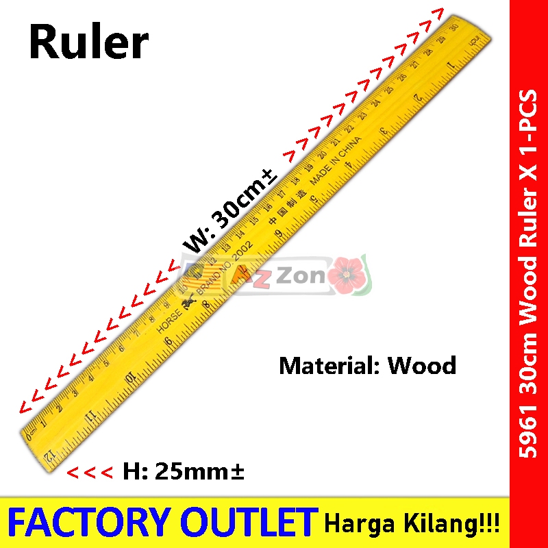 30cm Wood Ruler Pembaris Kayu Yellow Wood Ruler #5961 #30cm #12inch #WoodRuler #PembarisKayu #木尺 ...