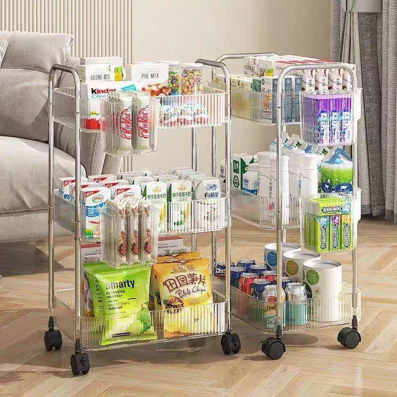 Multi-layer movable trolley storage Bedroom Bookshelf Living Room ...