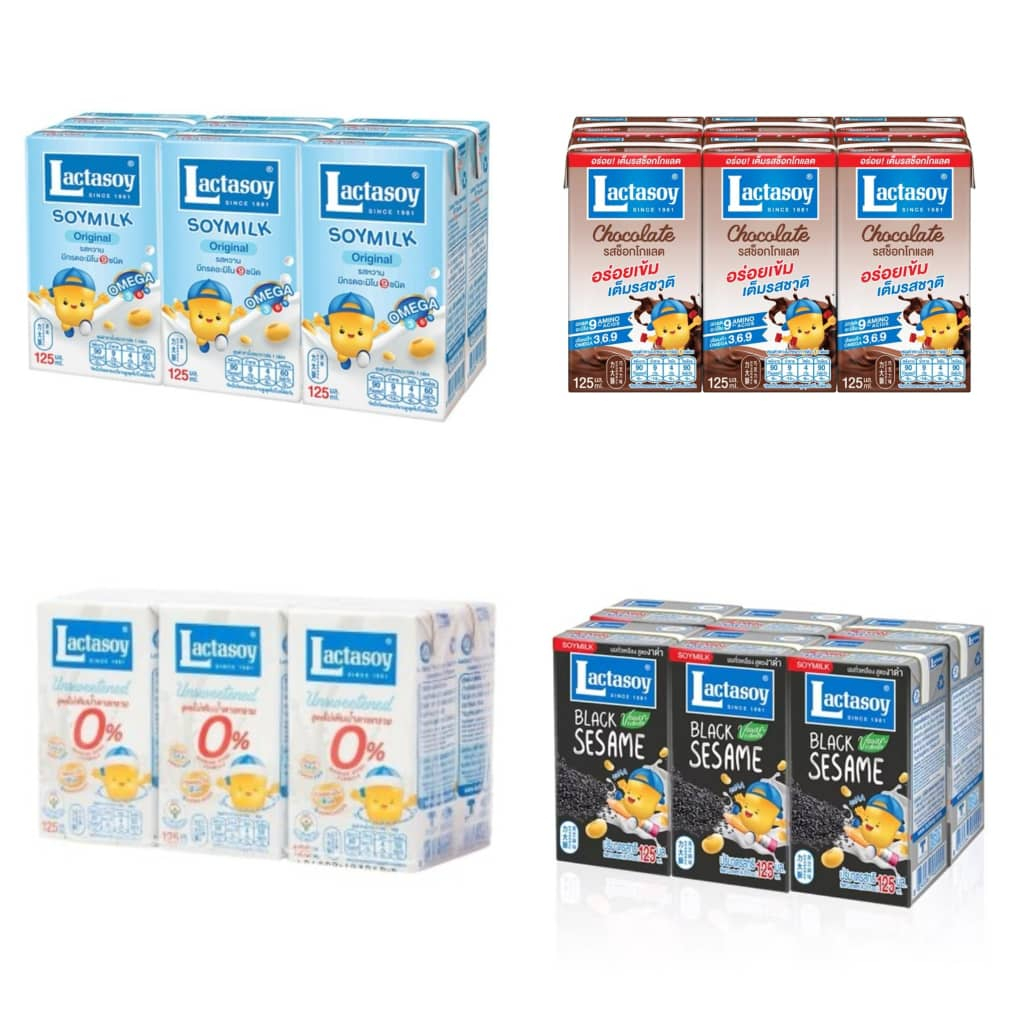 Thai best sell Lactasoy Less Sweetened UHT Soymilk 125ml x 6pcs ...