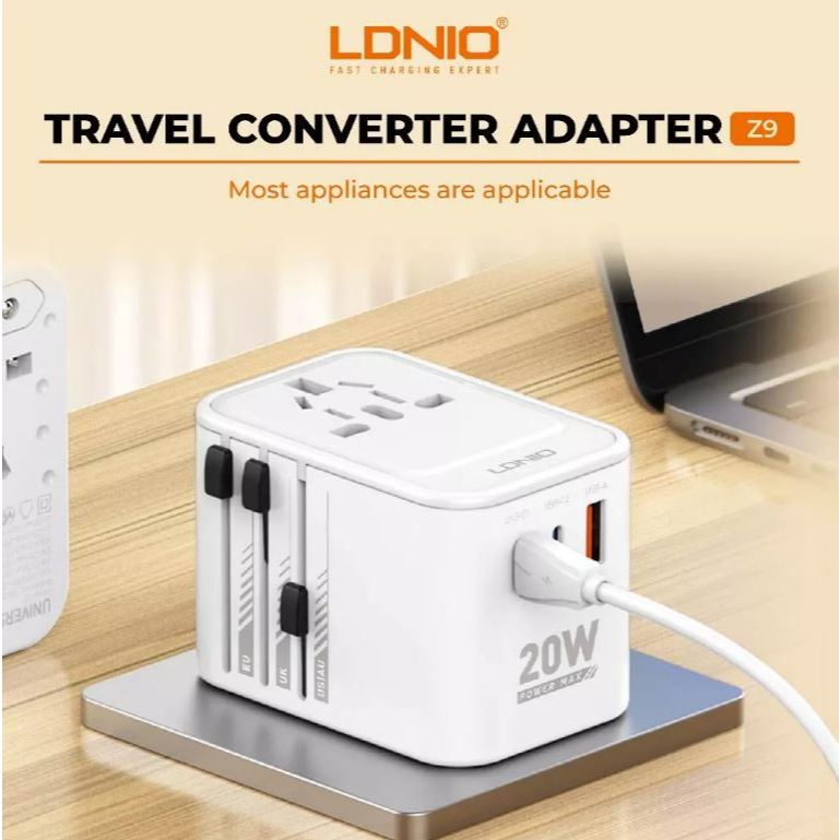LDNIO Z9 20W Universal Adapter GAN Outlets Power Strip Travel Converter ...