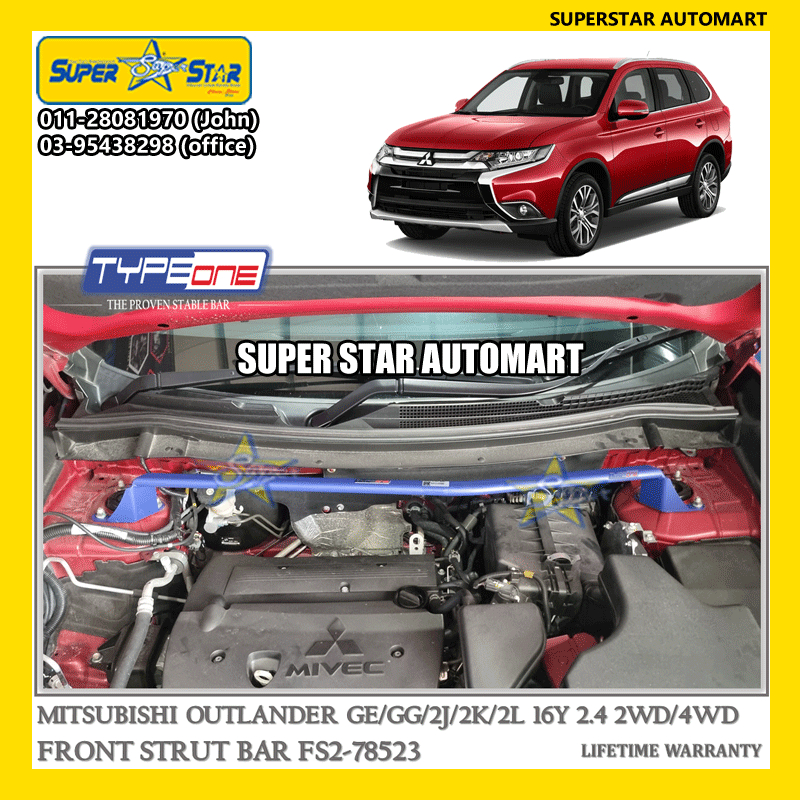 🔥MAT-BLUE COLOR 🔥 TYPE ONE STABLE BAR - MITSUBISHI OUTLANDER 16Y 2WD ...