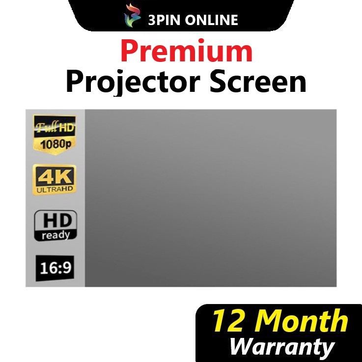 3PIN 3D Projector Screen Skrin Layar Kain For Projector Projektor ...
