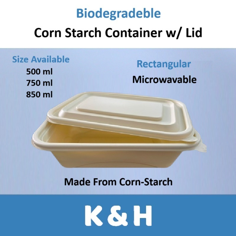 Bekas Makanan Bio / Rectangular Container Box / Corn Starch Rectangle ...