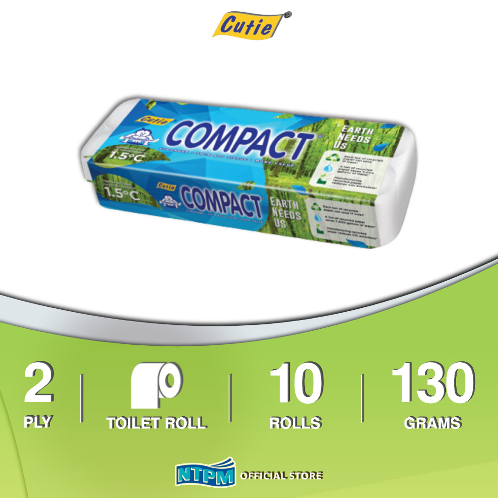 Cutie Compact Eco-Friendly 2 PLY (BLUE) Toilet Rolls (130Gram x 10) | Shopee Malaysia