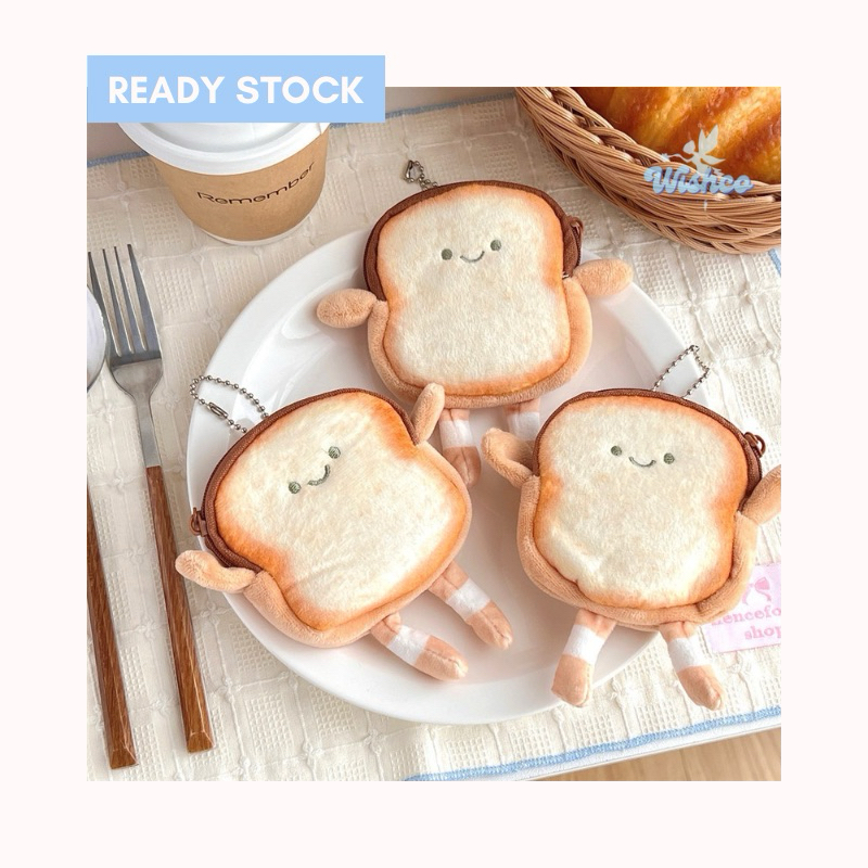 Cute Toast Plush Coin Purse Adorable Keychain & Card Holder for Coins ...