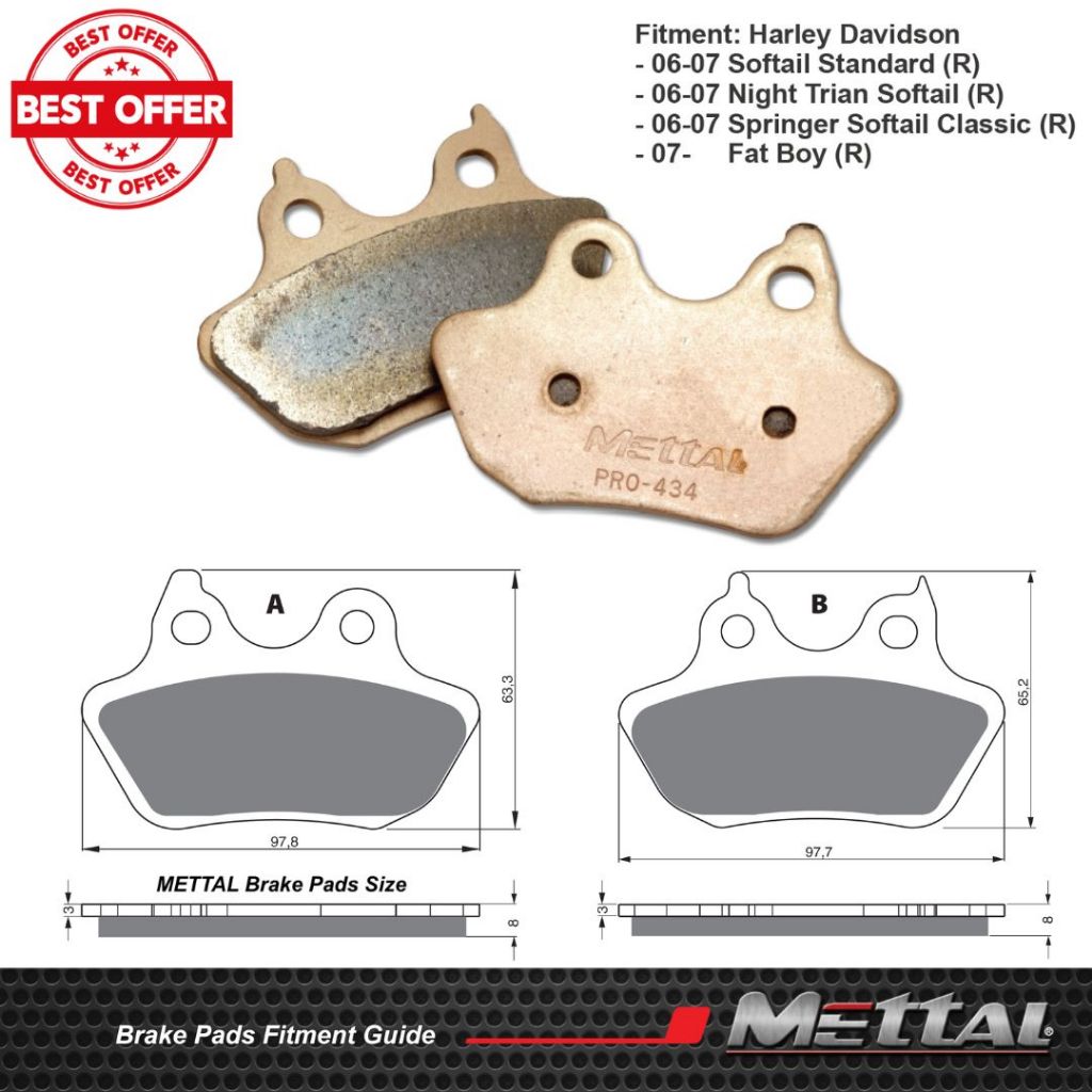 🔥OFFER🔥 METTAL Rear Brake Pad for HARLEY DAVIDSAN SOFTAIL STANDARD ...