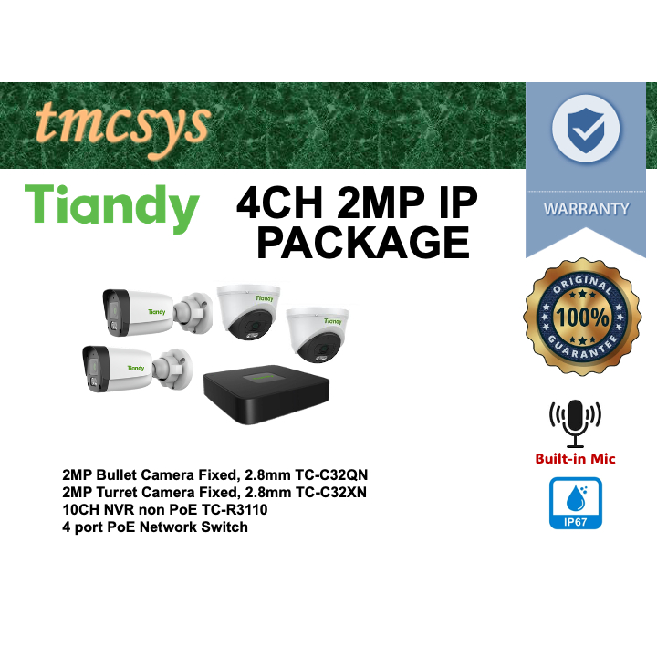 Tiandy 4CH 2MP CCTV Package | Home Security System | Surveillance ...