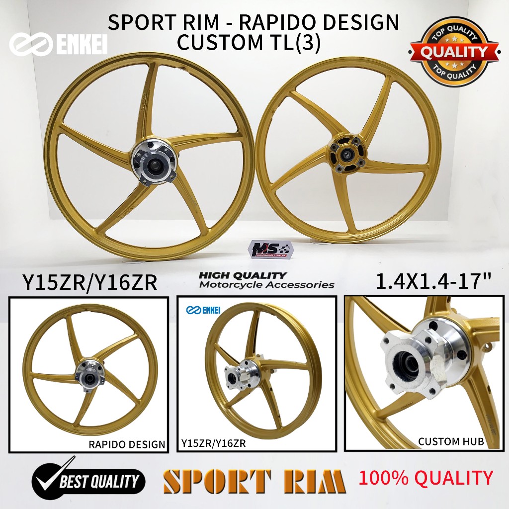 Sport Rim Wheel Enkei TL(3) Custom Hub (Rapido Design) Gold 1.4X1.4-17 ...