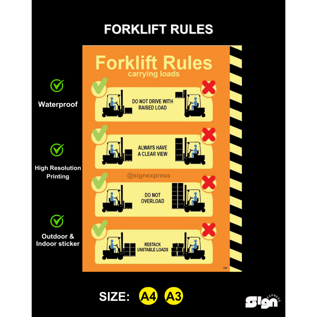 (READYSTOCK) FORKLIFT SAFETY RULES, SAFETY SIGN, EXTINGUISHER SAFETY ...