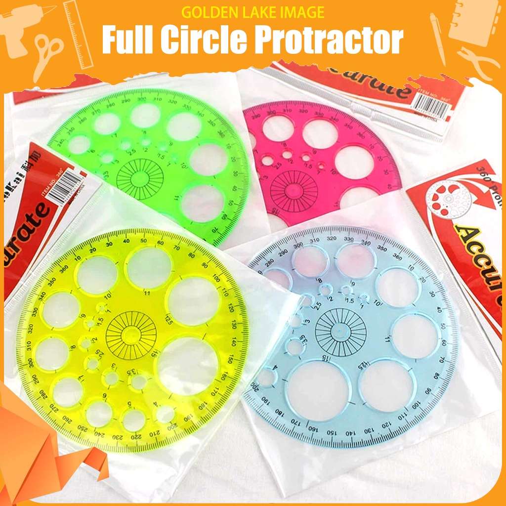 Protractor 360 Degree Round Full Ruler Diameter Circle Ruler / Pembari ...