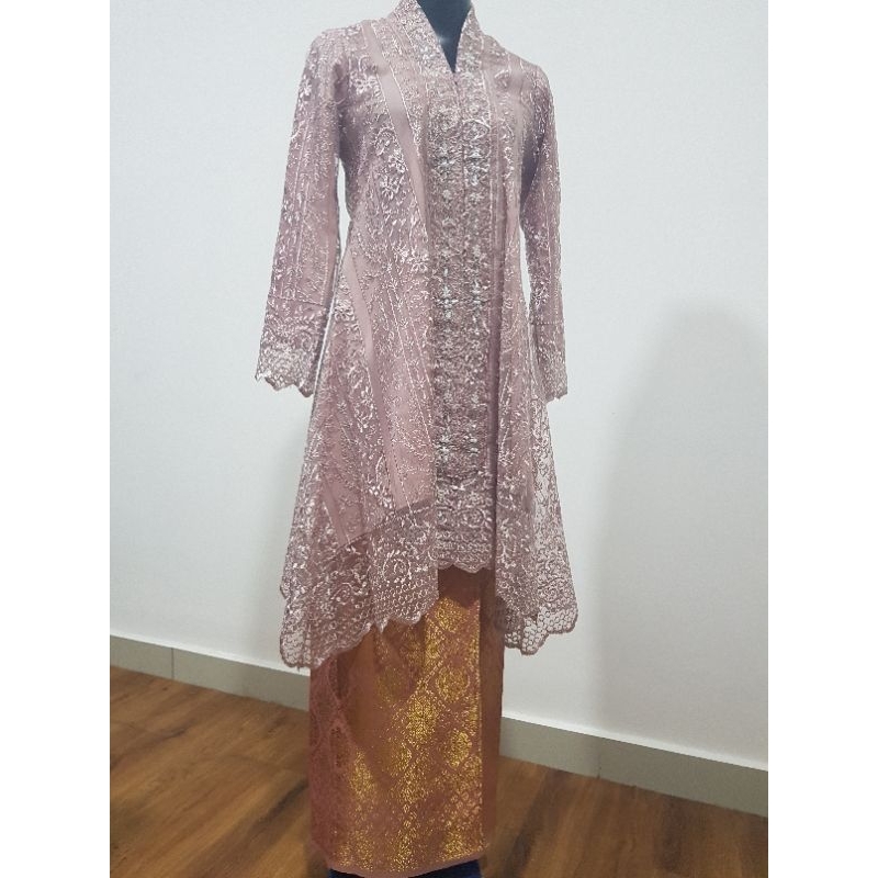 Kebaya Riau Rosegold Sulam Full Kembang 99.0 | Shopee Malaysia
