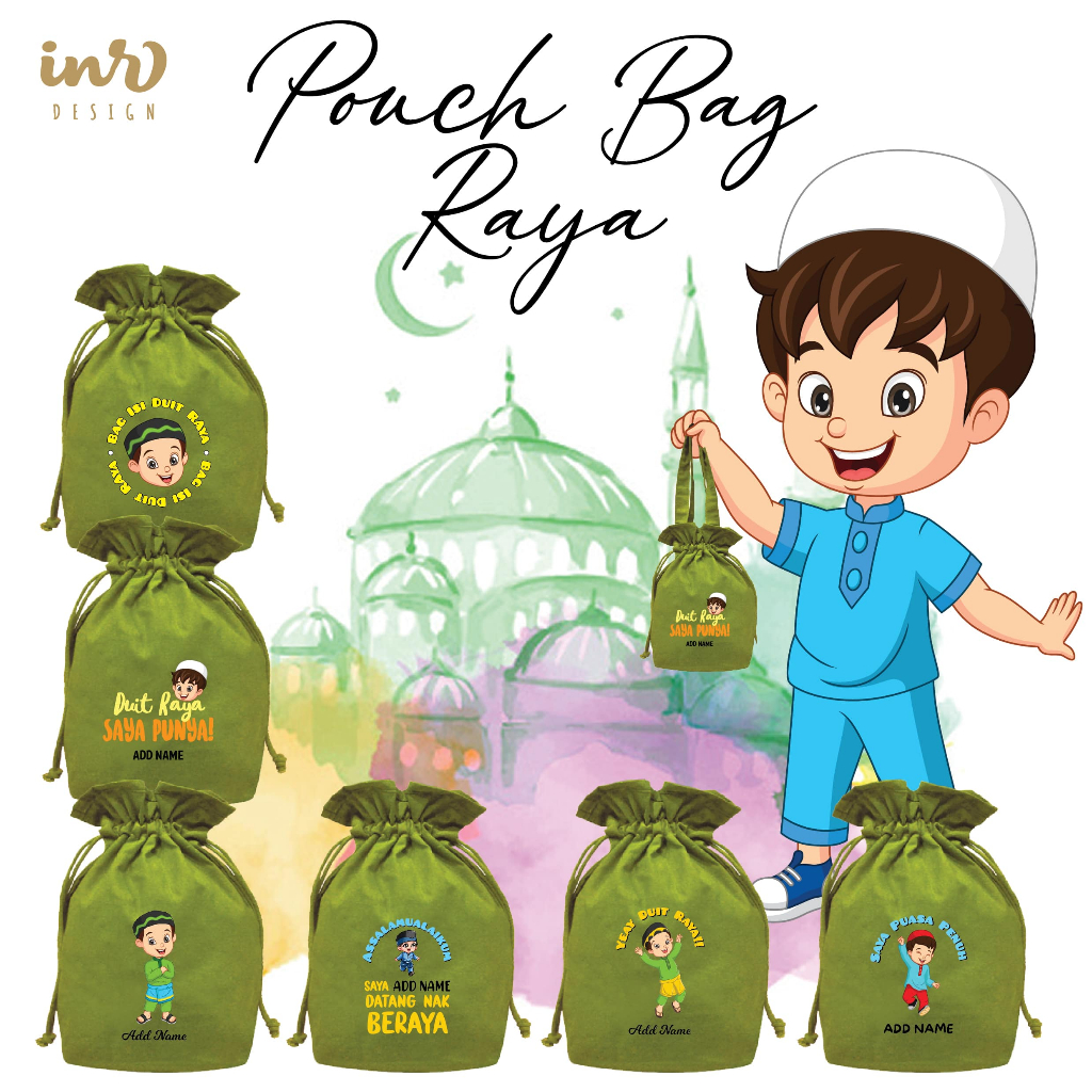 Pouch Bag Raya GREEN | Beg Duit Raya Kids | Uncang Duit Raya 2025 ...