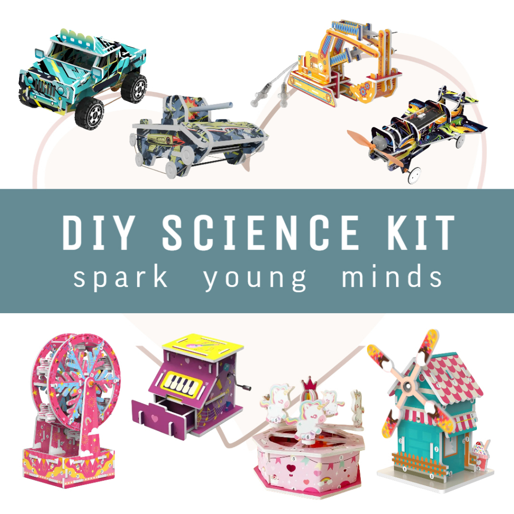 DIY Science Kit Tank Car Music Box Ferris Wheel Aircraft Excavator ...