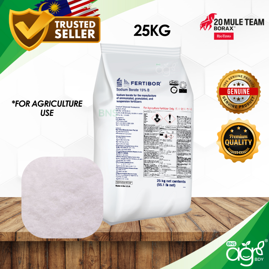 25KG AgroBuddy Fertibor 15% Boron USA Sodium Borate Disodium ...