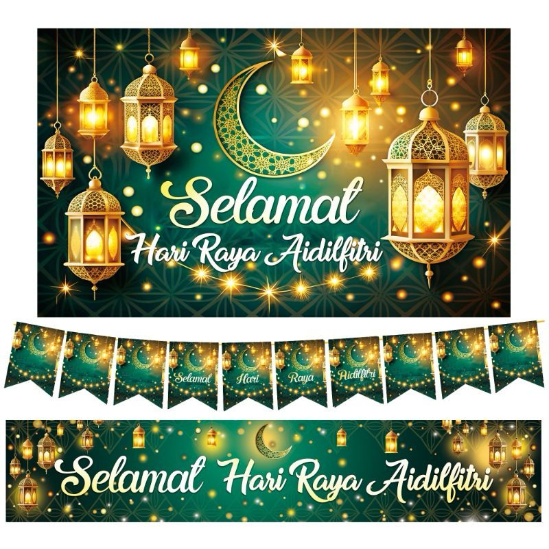 New! Selamat Hari Raya Aidilfitri Background Banner Flag Deco Raya ...